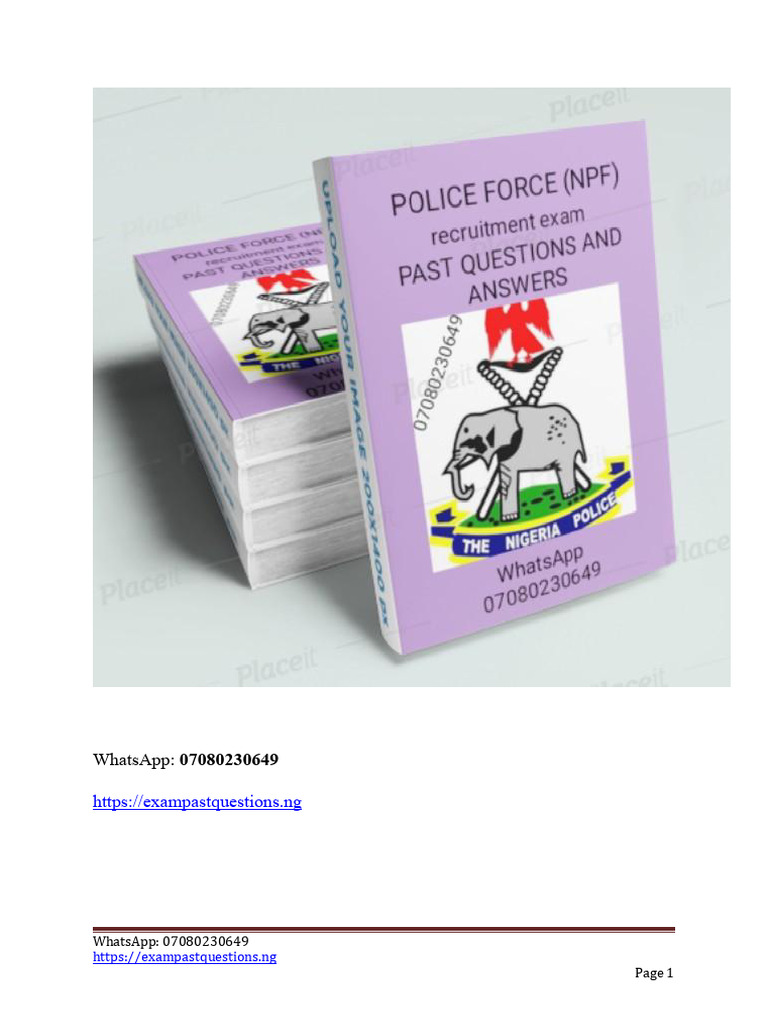 Police Force NPF Exam Past Questions and Answers | PDF