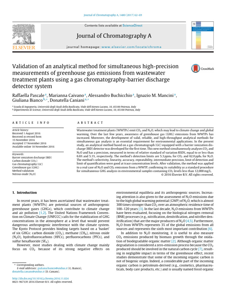 Journal of Chromatography A | PDF | Greenhouse Gas | Detection Limit
