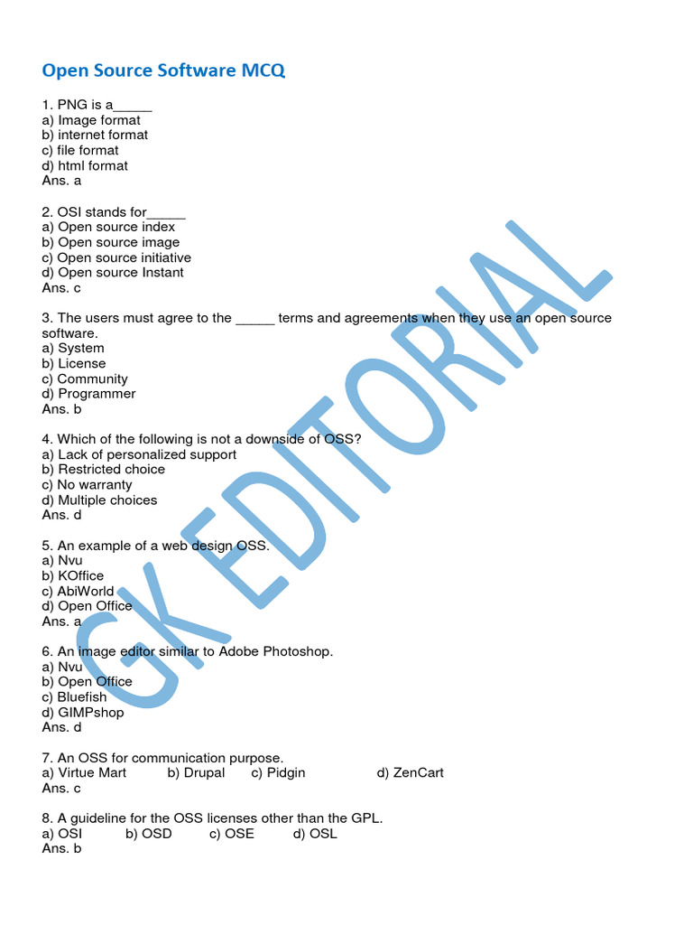 Open Source Software Questions | PDF | Free Software | Proprietary Software