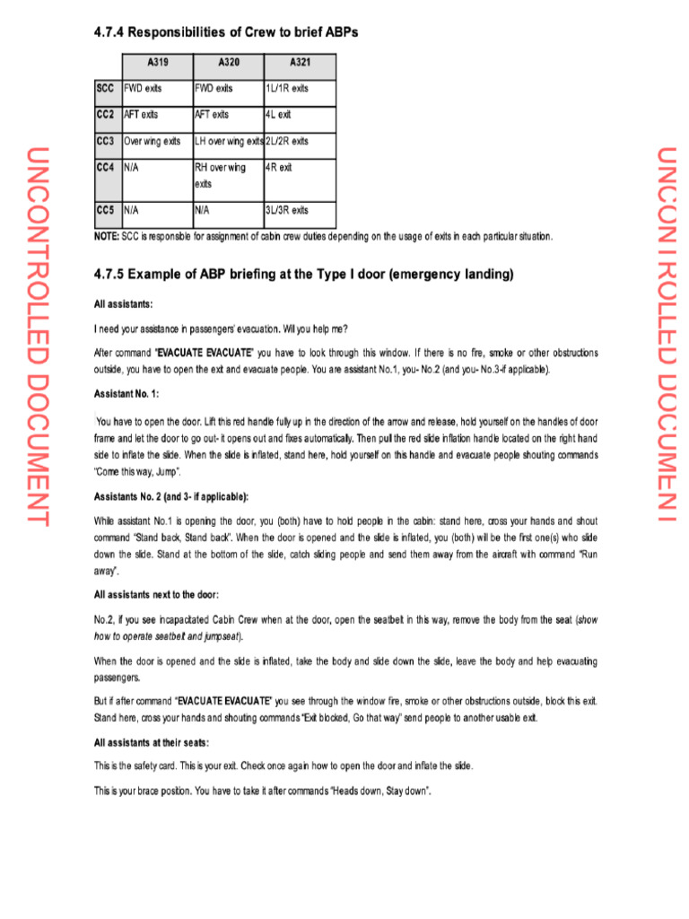 4.7.5 Example of ABP Briefing at The Type I Door (Emergency Landing) | PDF