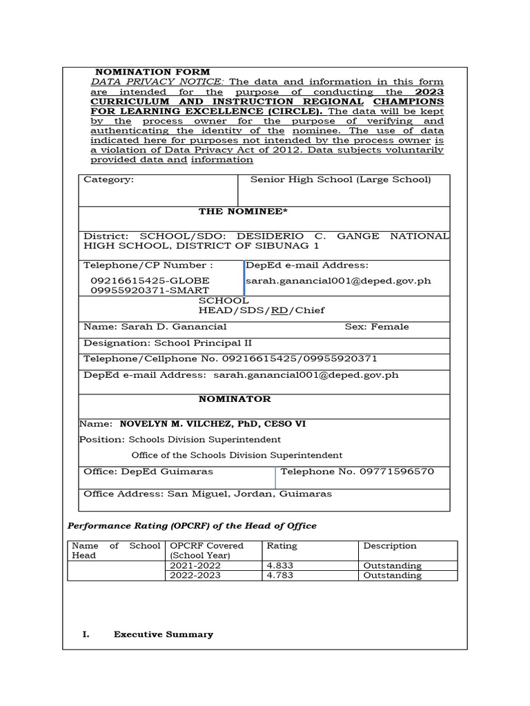 FINAL Circle Awards | PDF | Learning | Reading Comprehension
