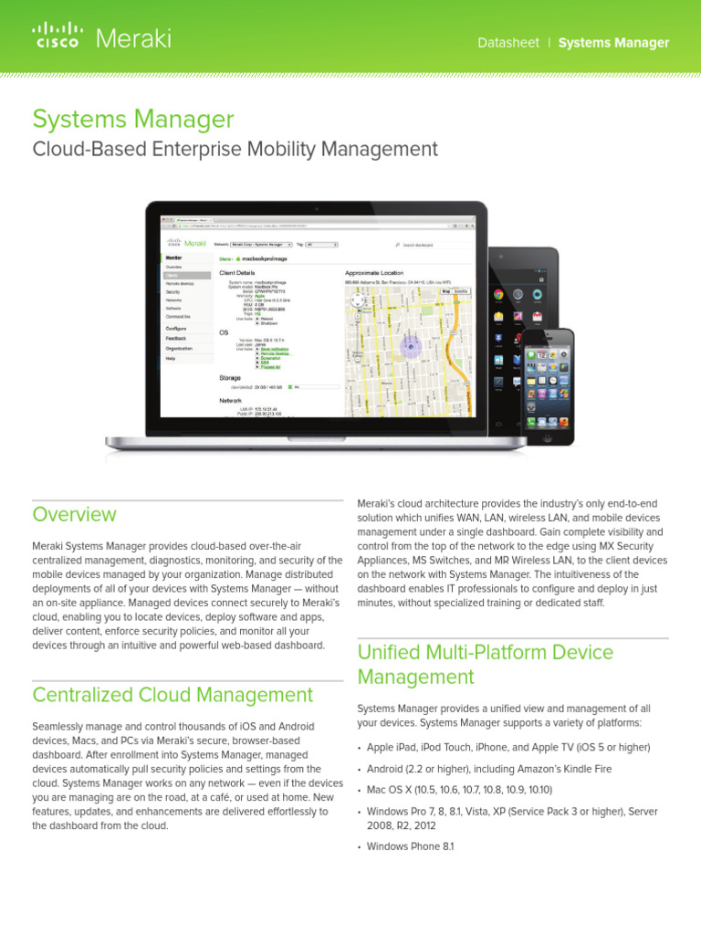 MDM Meraki (Datasheet) | PDF | Ios | Android (Operating System)