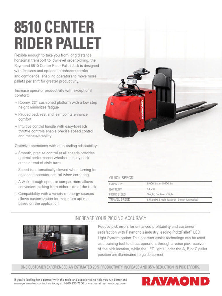 8510 Center Rider Pallet Product Guide | PDF | Warehouse | Transport