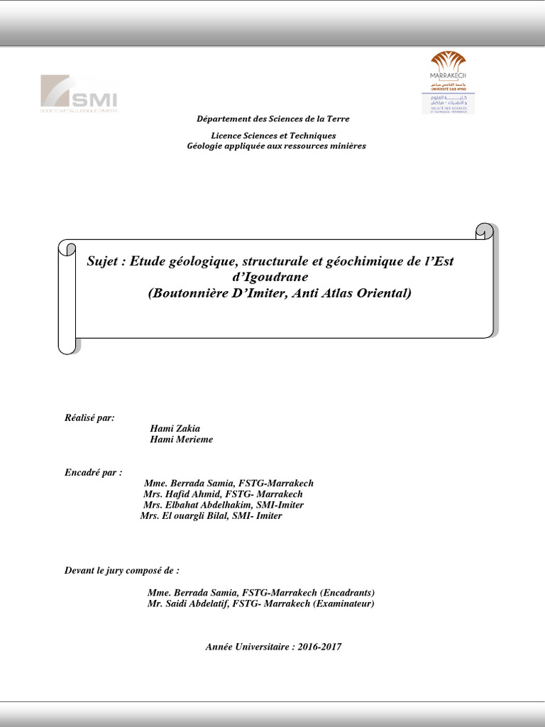 Hami Zakia-Hami Merieme-2017 | PDF | Roche sédimentaire | Géologie