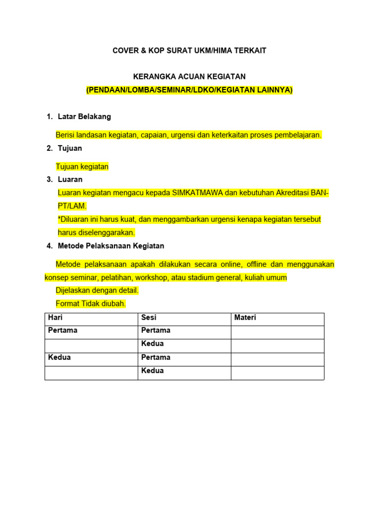 Proposal Kegiatan Ormawa | PDF