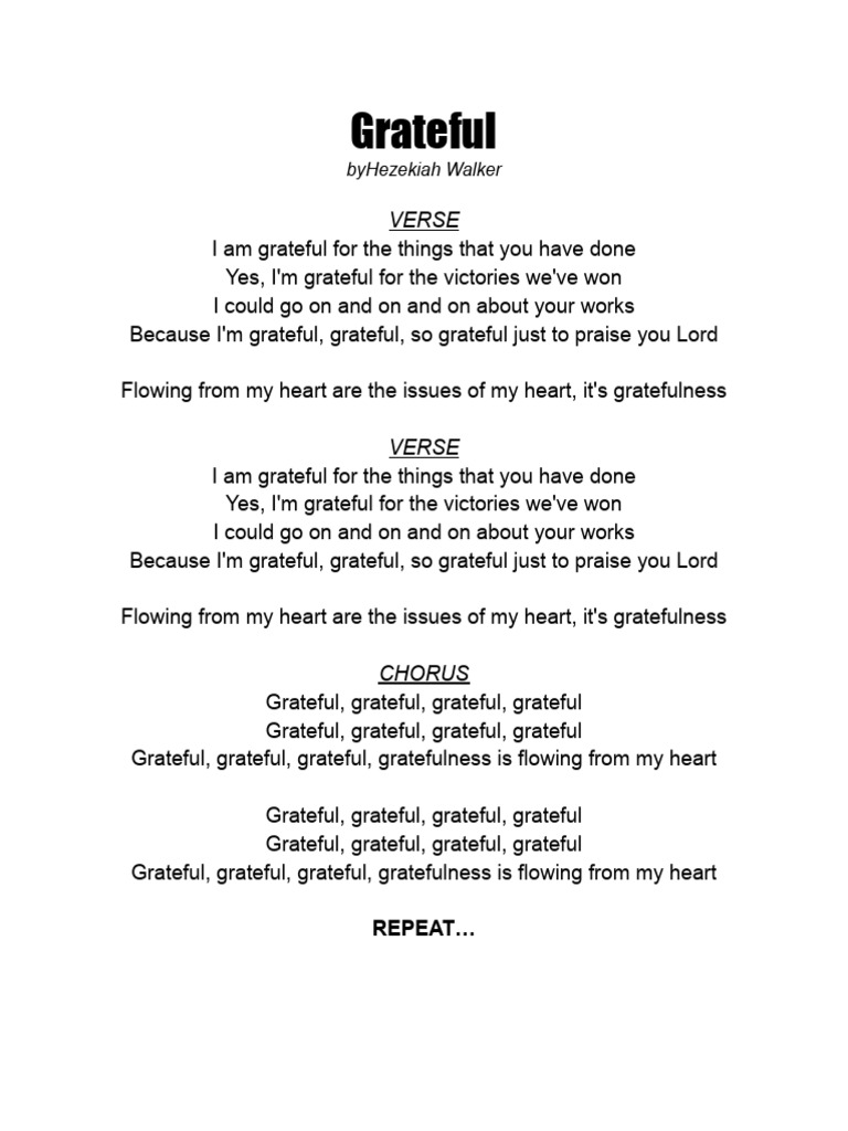 Grateful Praise and Worship Song | PDF | Cooking, Food & Wine