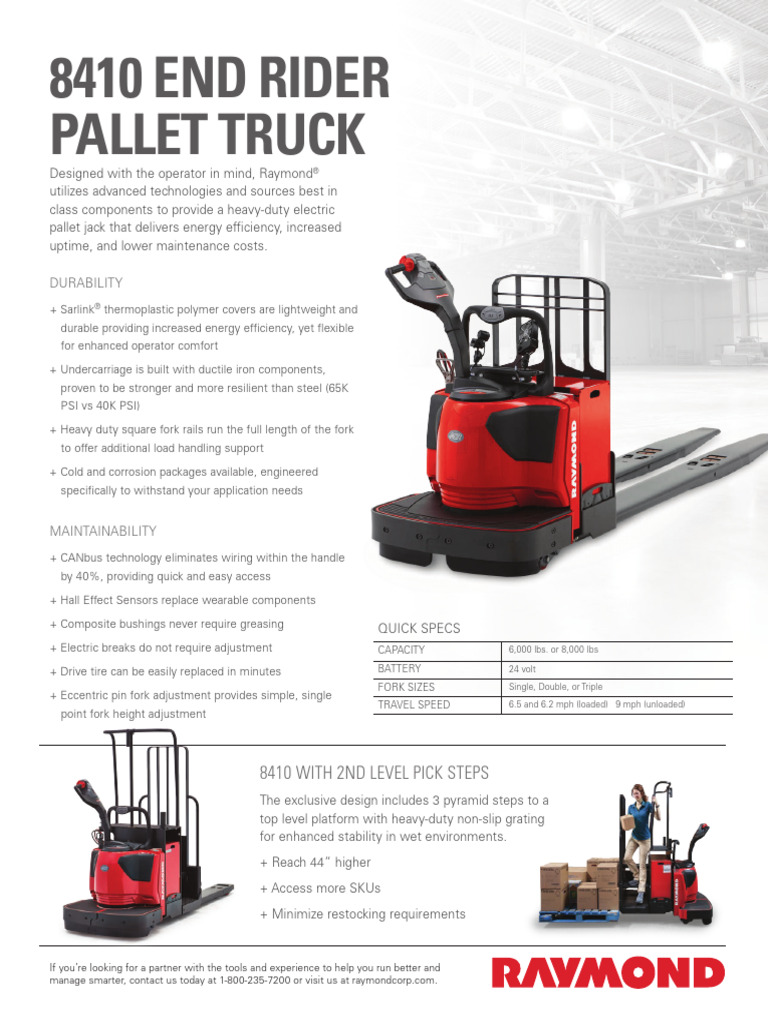 Raymond End Rider Model 8410 Sell Sheet | PDF | Pallet | Efficient ...