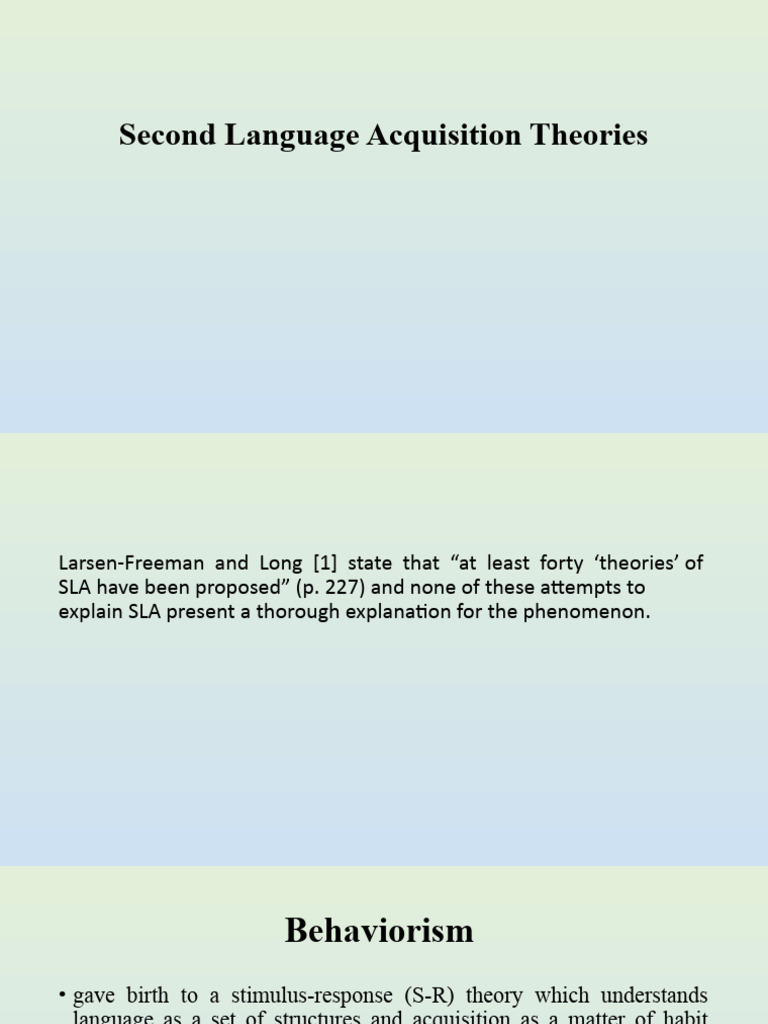 SLA Acquisition Theories | PDF | Second Language Acquisition | Language Acquisition