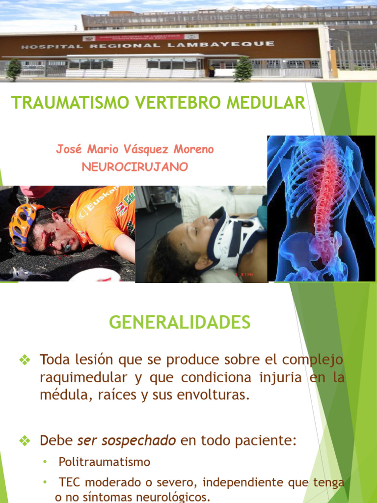 Clase 5 - Trauma Vertebromedular UNPRG | PDF | La columna vertebral | Lesión