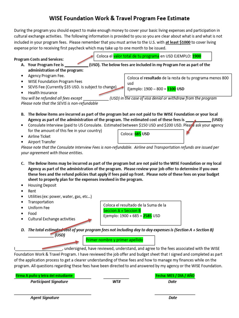 Ejemplo Fee Form | PDF | Fee | Economies