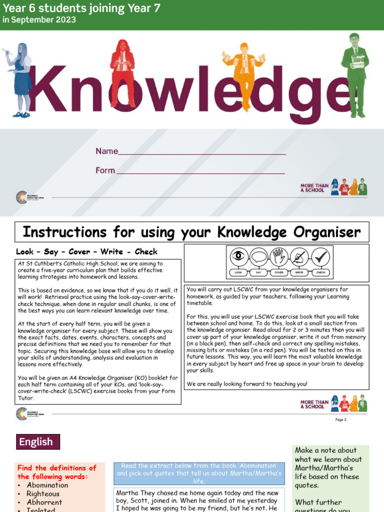 Y6 Y7 Knowledge Organiser Summer 2023 | PDF | Algebra | Knowledge