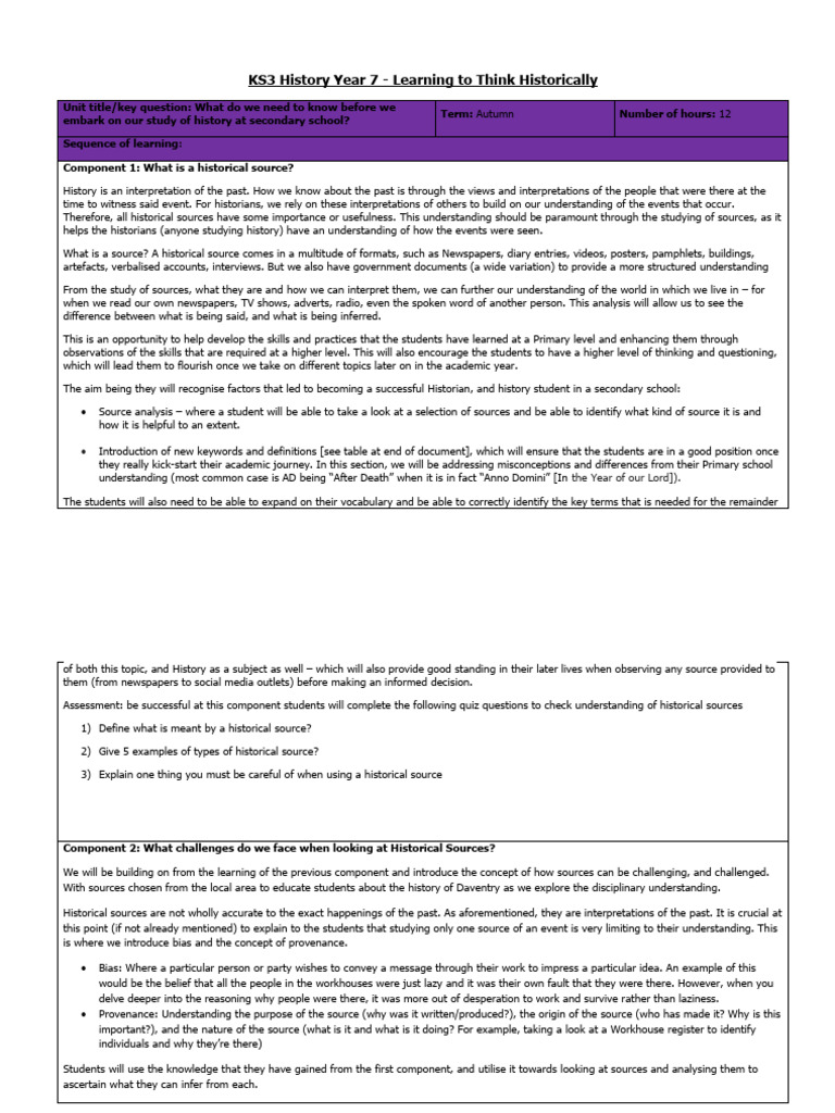 MTP History Year 7 Term 1 | PDF