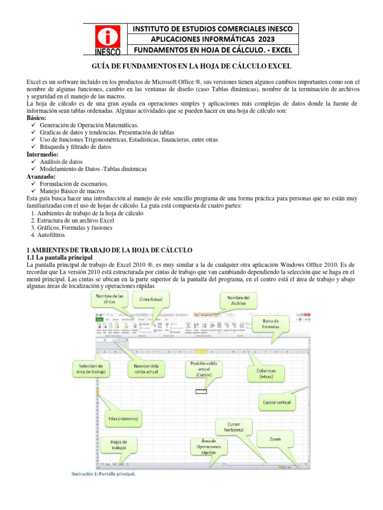 Guia de Fundamentos en La Hoja de Calculo Excel | PDF | Microsoft Excel | Hoja de cálculo