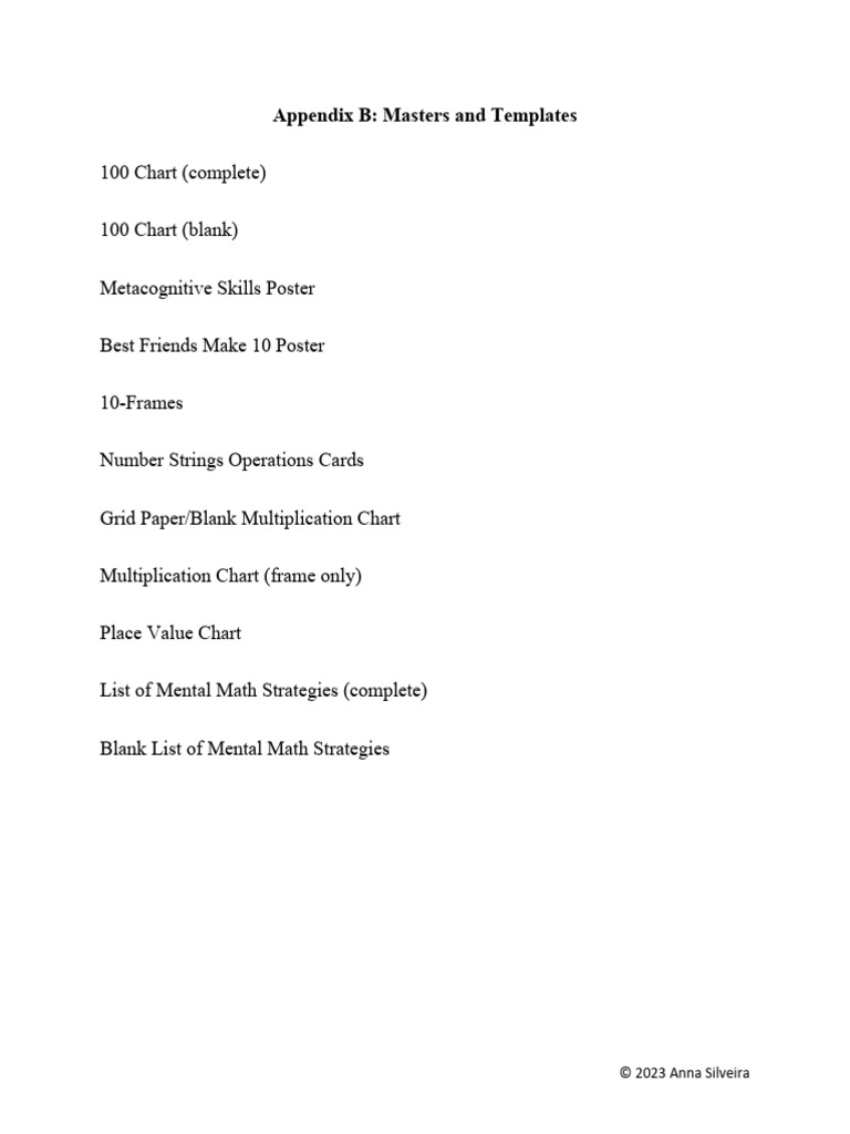 Appendix B Masters and Templates | PDF | Metacognition | Cognition