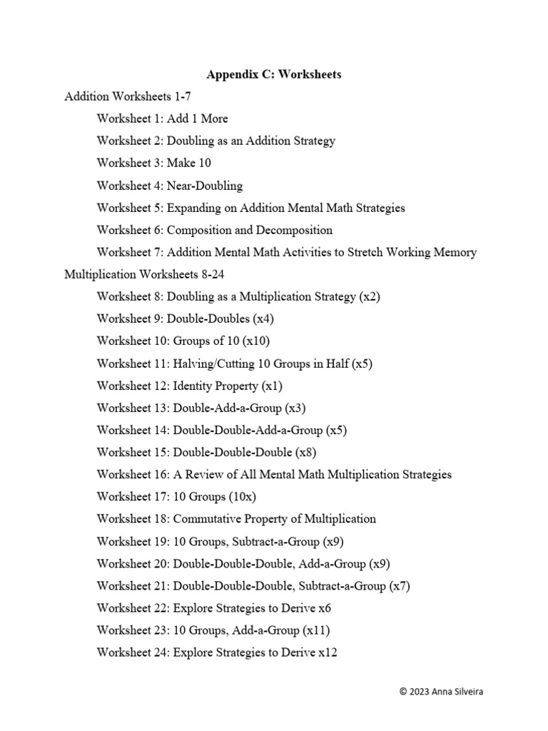 Appendix C Worksheets | PDF