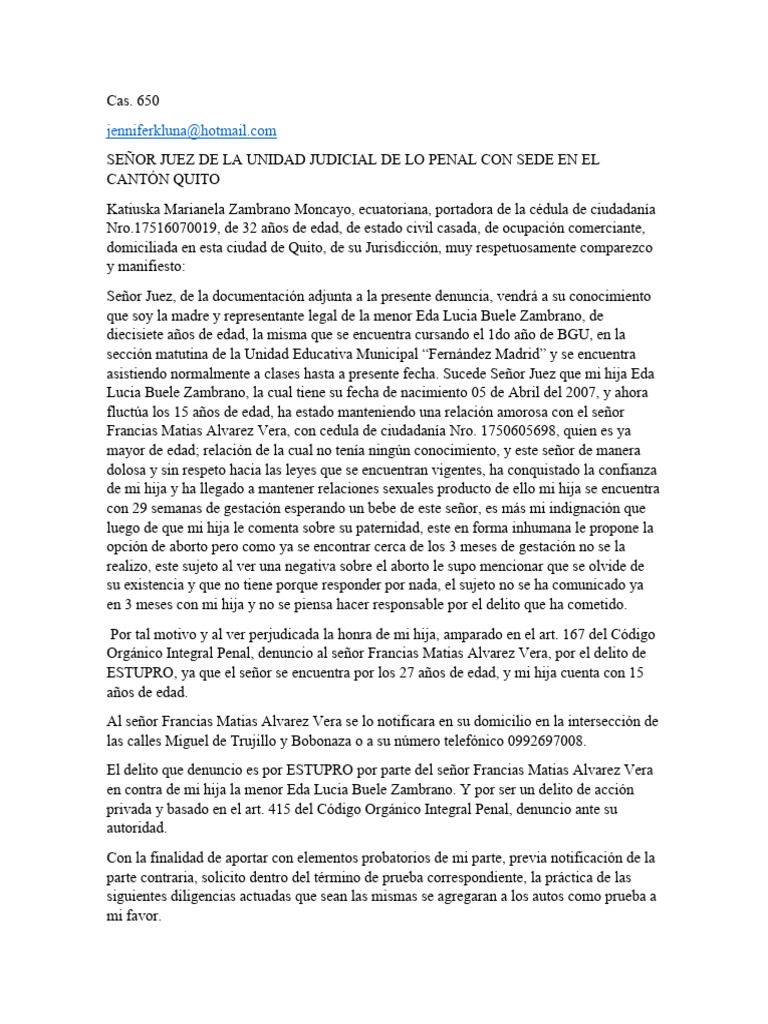 Modelo de Querella | PDF | Justicia | Crimen y violencia