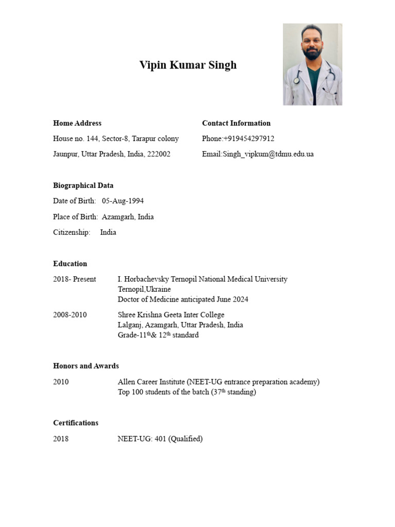 My CV Template Word New PDF | PDF | Medical School | Medicine