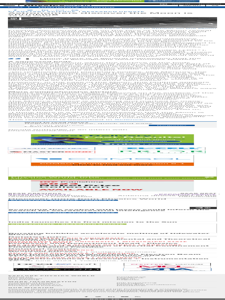 Astronomers Discover The Moon Is Shrinking - Physics World | PDF | Moon | Physical Sciences