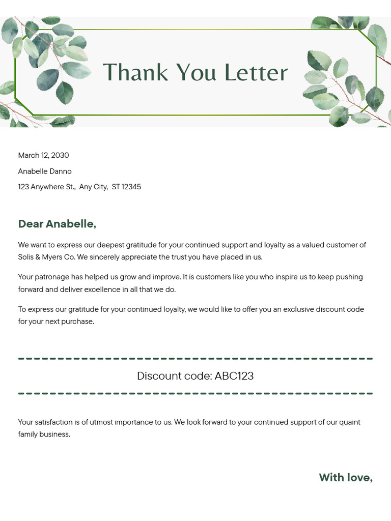 Customer Loyalty Appreciation Letter | PDF