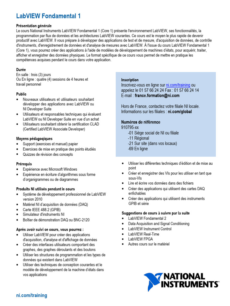 Formation LabVIEW Fondamental 1 | PDF | Programmation informatique ...
