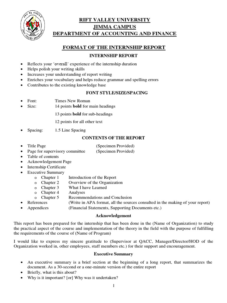 Internship Report Executive Summary Guide | PDF | Swot Analysis | Learning