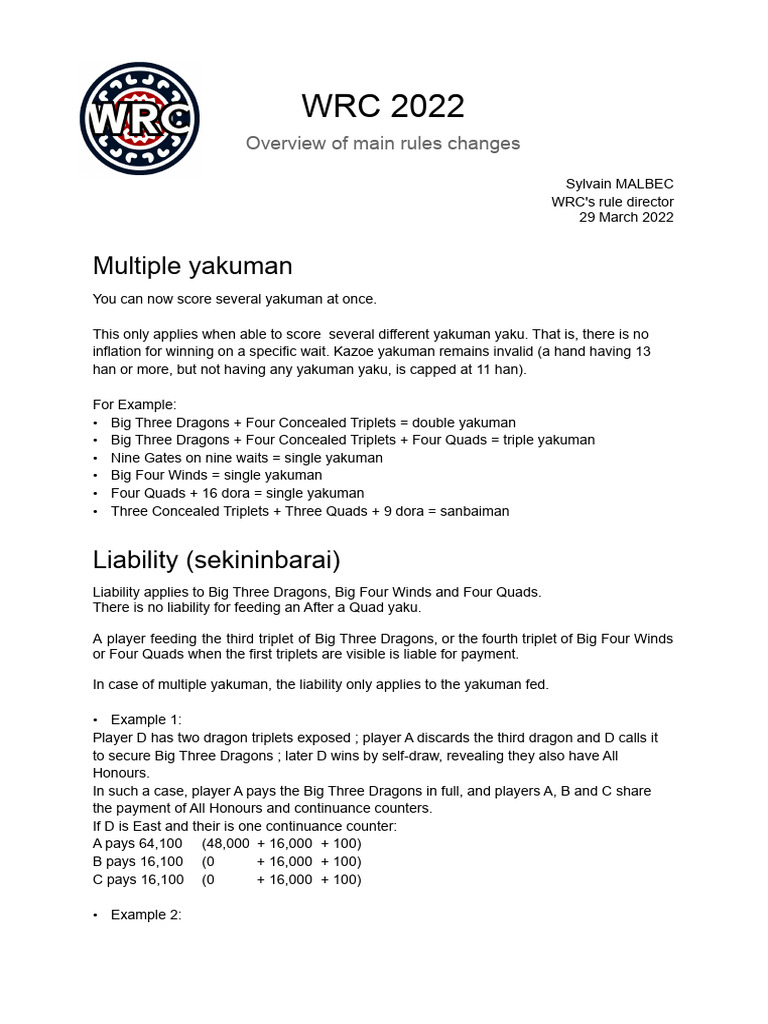 WRC Rules 2022 - Major Rule Changes Summary en | Download Free PDF | Sports