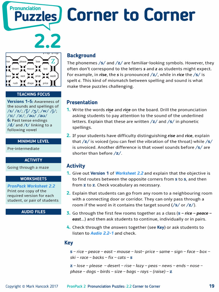 Corner To Corner Teacher's Notes | PDF