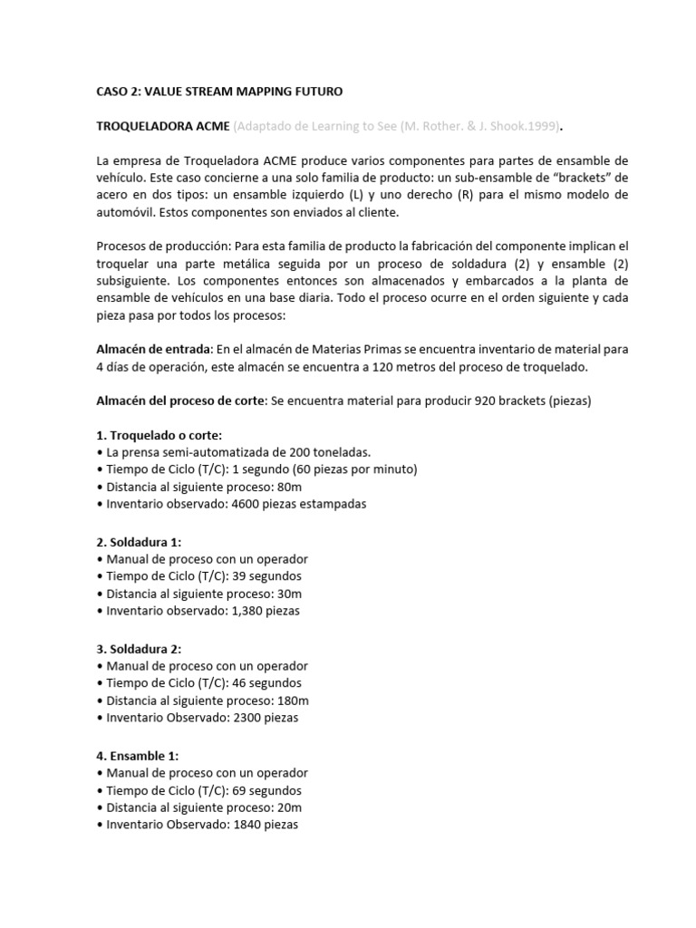 02 Caso Troqueladora ACME VSM Futuro | PDF | Sector secundario de la ...