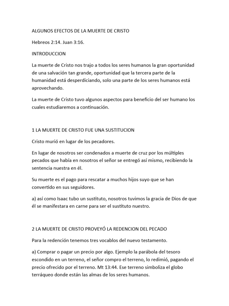 Algunos Efectos De La Muerte De Cristo Pdf 4607