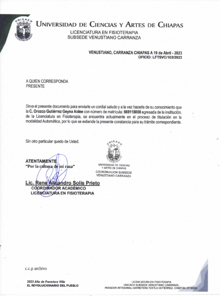 Constancia Trámite de Titulación | PDF