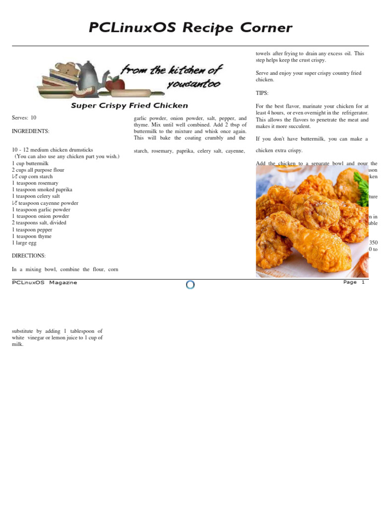 Pclinuxos Recipe Corner: Super Crispy Fried Chicken | PDF | Solid State ...
