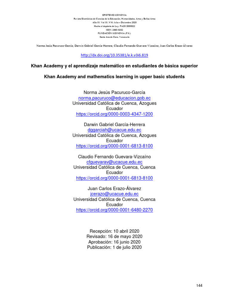 Khan Academy y El Aprendizaje Matemático en Estudiantes de Básica ...