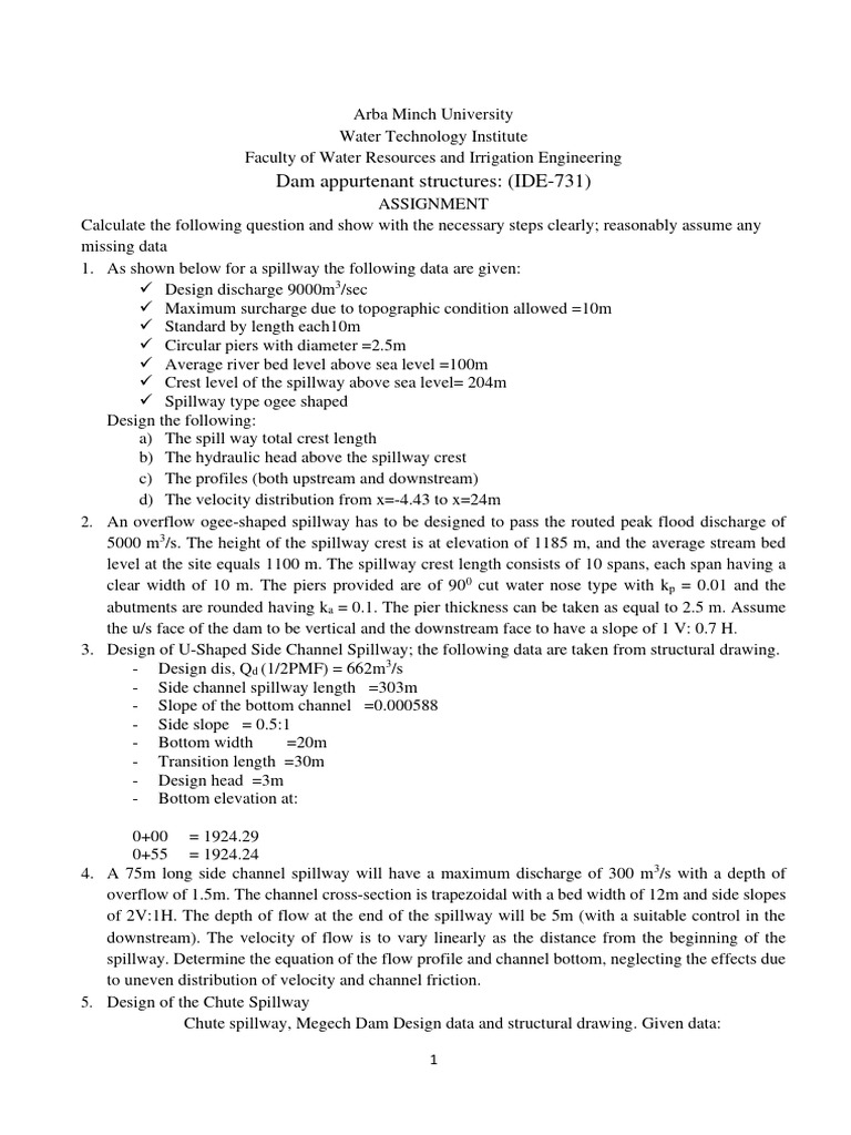 DAM App Assignment | PDF | Spillway | Civil Engineering