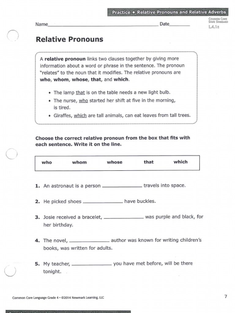 Relative Pronouns and Adverbs | PDF