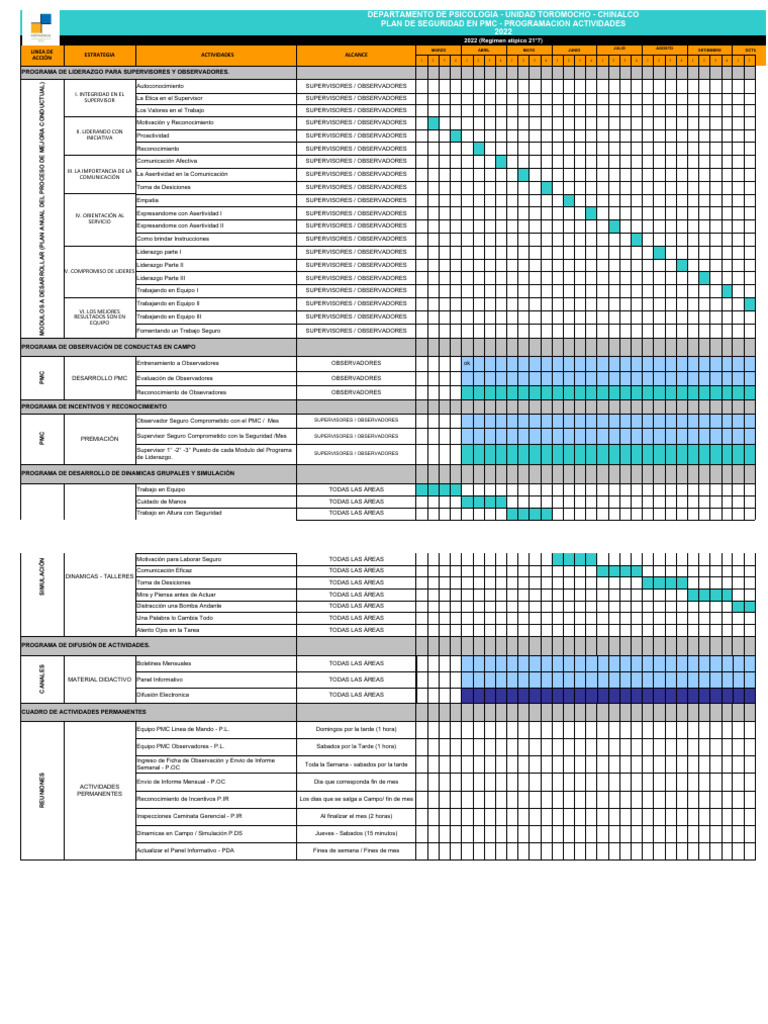 Plan de Acción y Cronograma de Actividades - PMC - MEP | PDF | Sicología