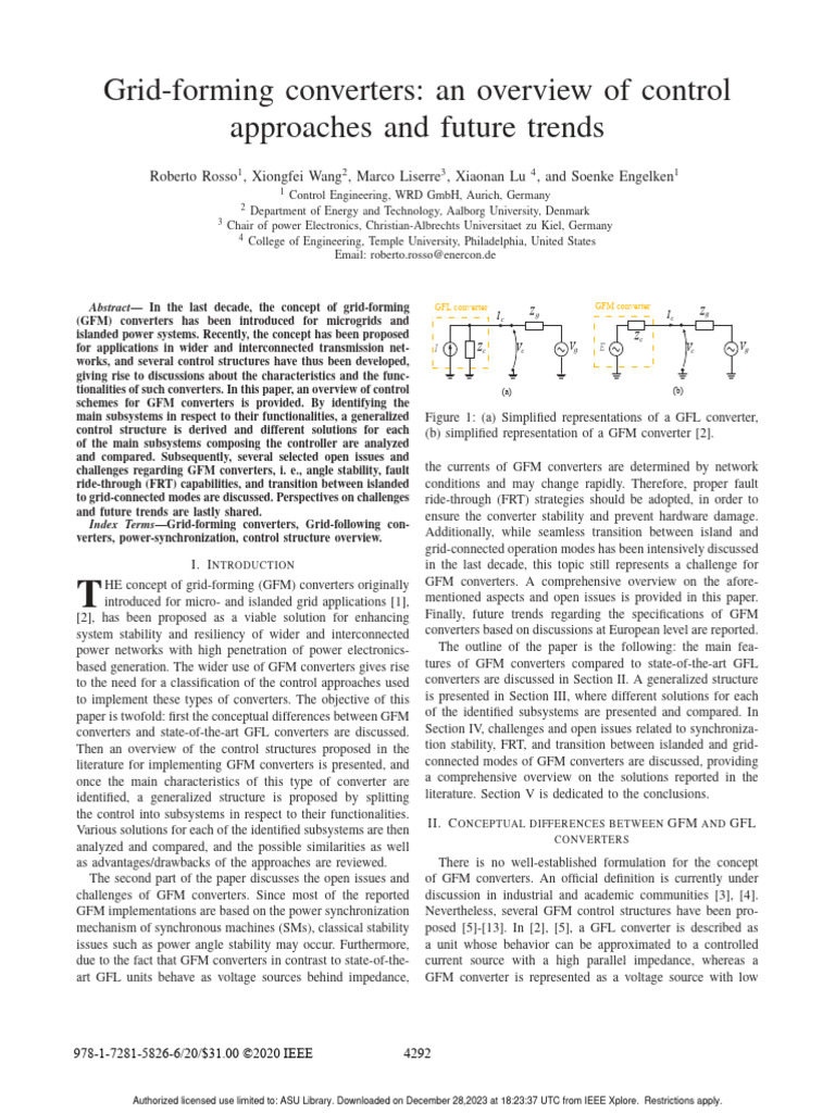 Grid Forming Converters An Overview Of Control Approaches And Future