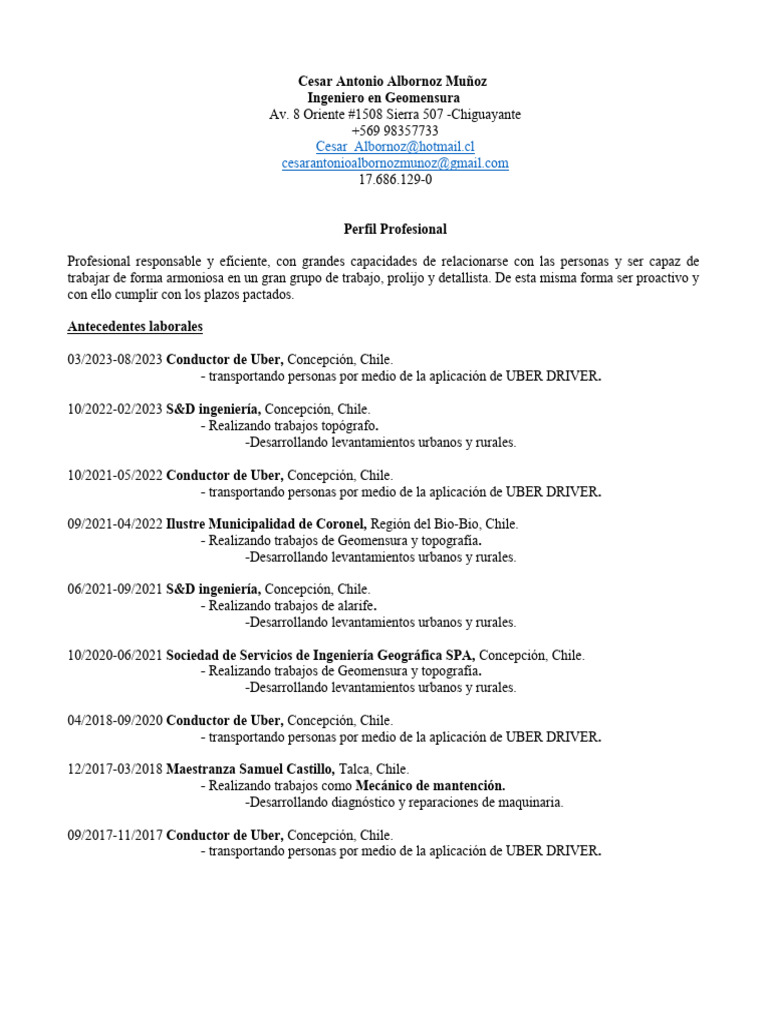 Curriculum Vitae Cesar Albornoz 09.23 | PDF | Negocios
