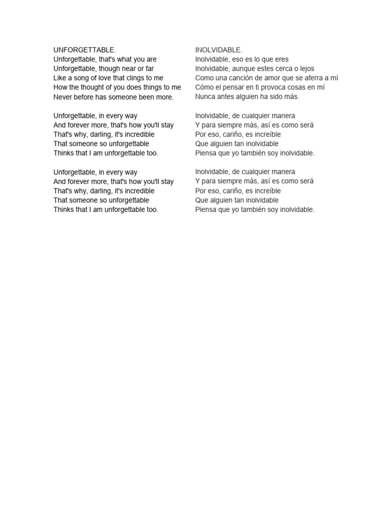 Unforgettable Inolvidable | PDF