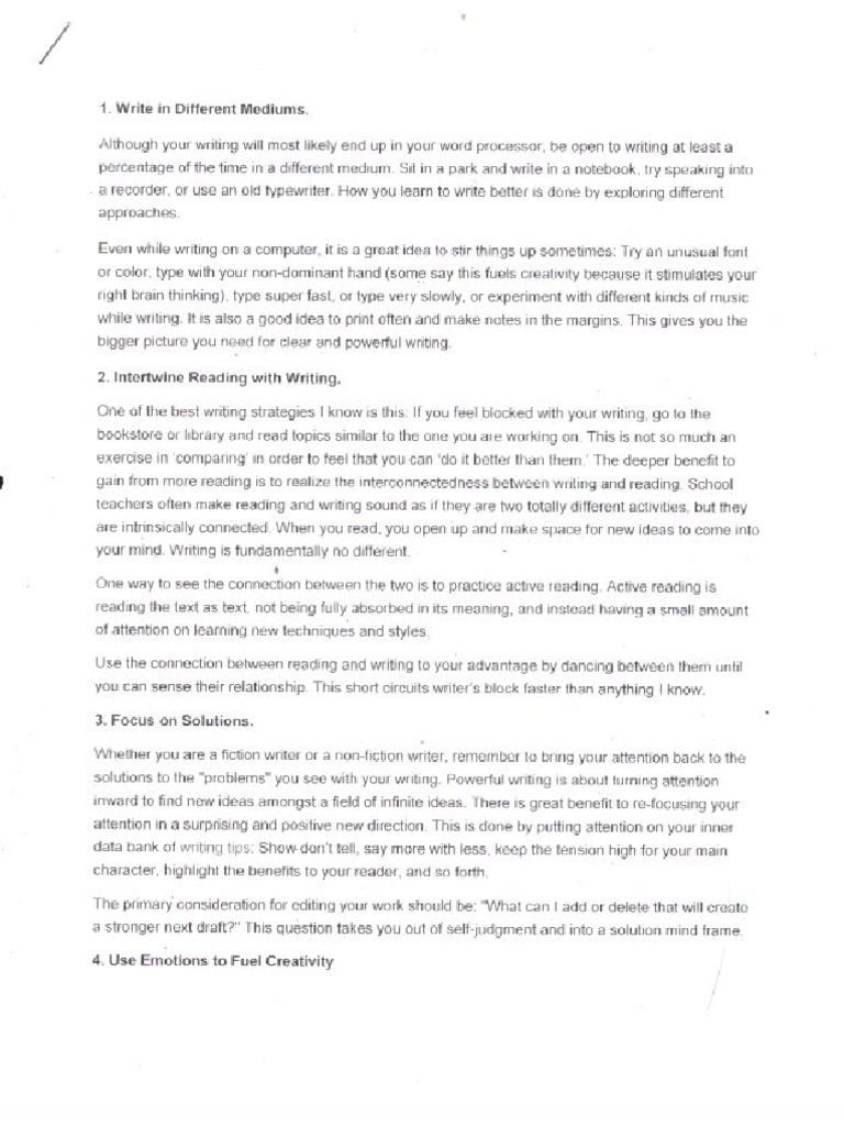 Creative Writing Handout | PDF