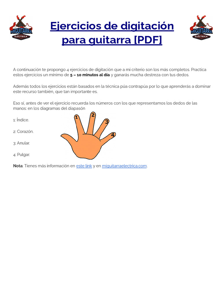 Ejercicios de digitación para guitarra | PDF | Artes del Lenguaje y ...
