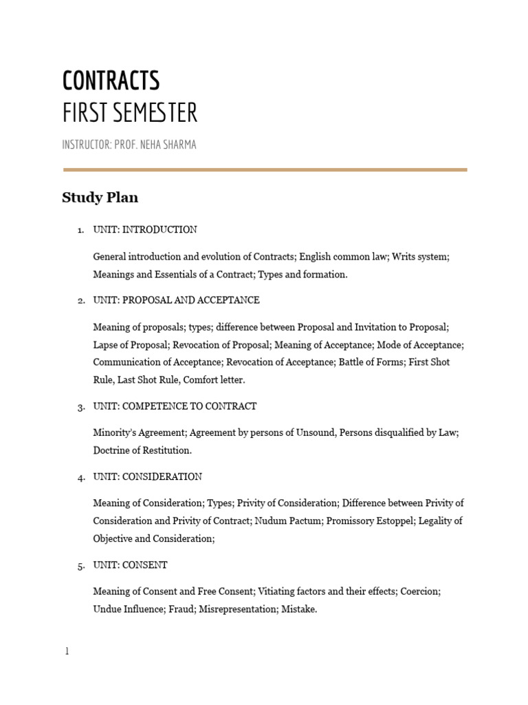 Contract Notes | PDF | Offer And Acceptance | Consideration