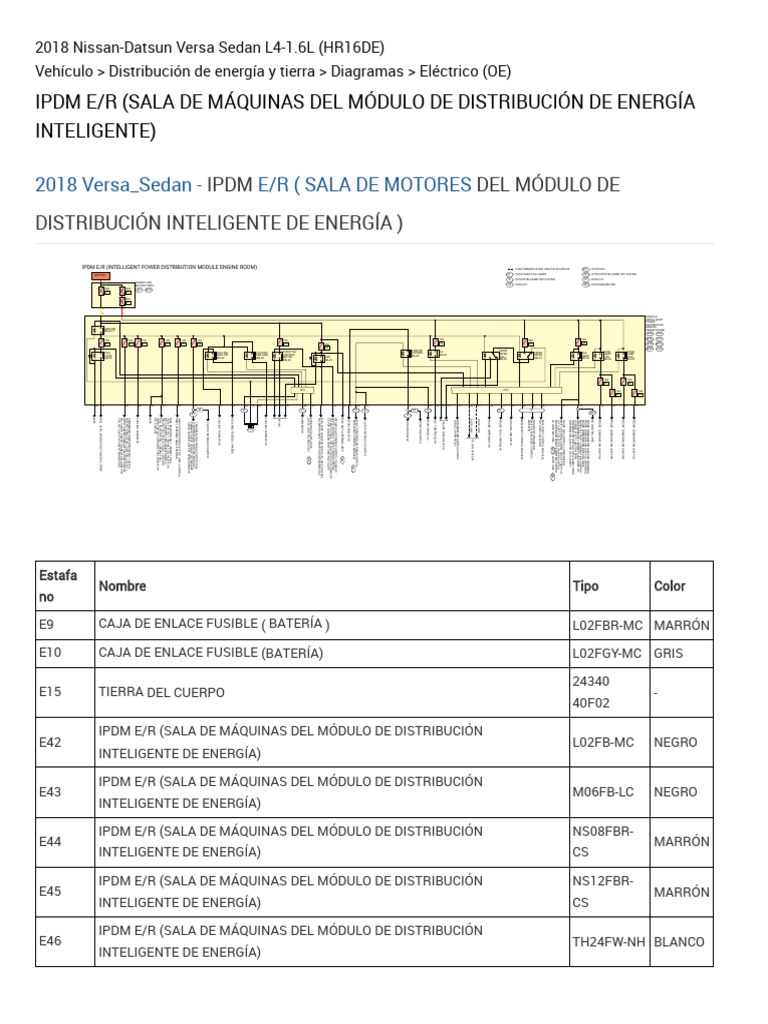 VERSA 2016 IPDM E - R (Intelligent Power Distribution Module Engine ...