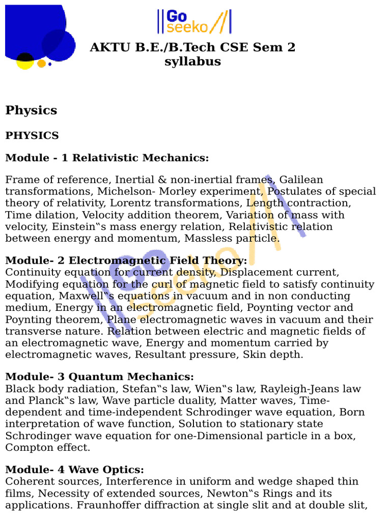 ECE Sem 2 Syllabus | Download Free PDF | Waves | Electrical Network
