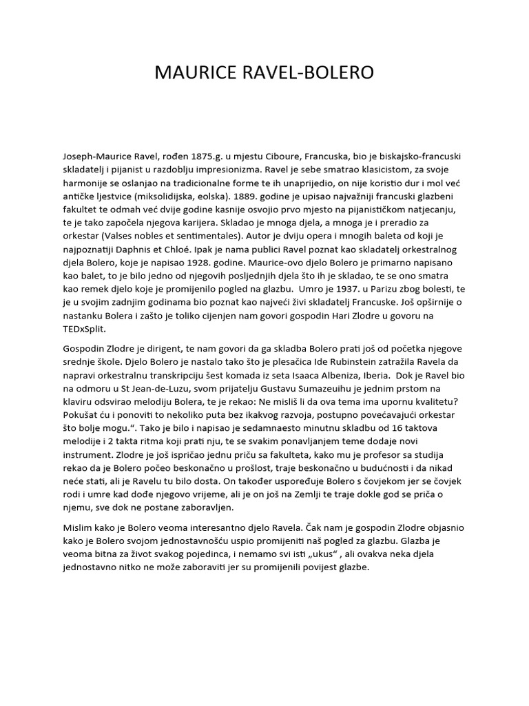 Maurice Ravel Bolero | PDF