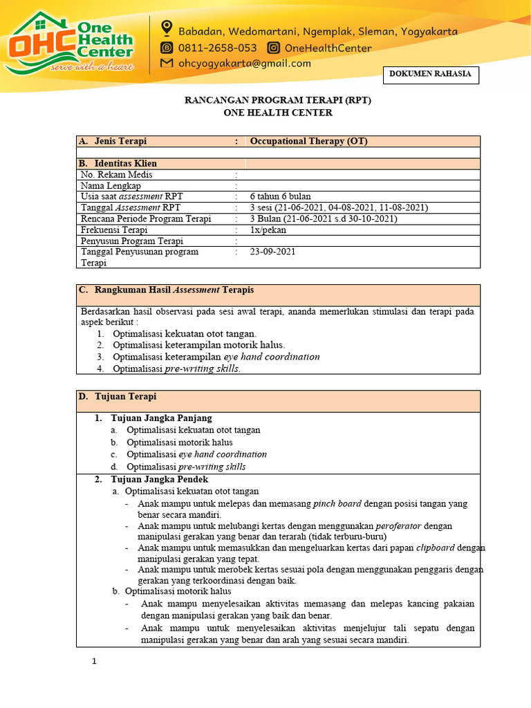 Contoh RPT Ot 1 | PDF