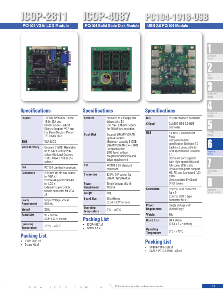 ICOP 2811 Specification | PDF | Usb | Personal Computers