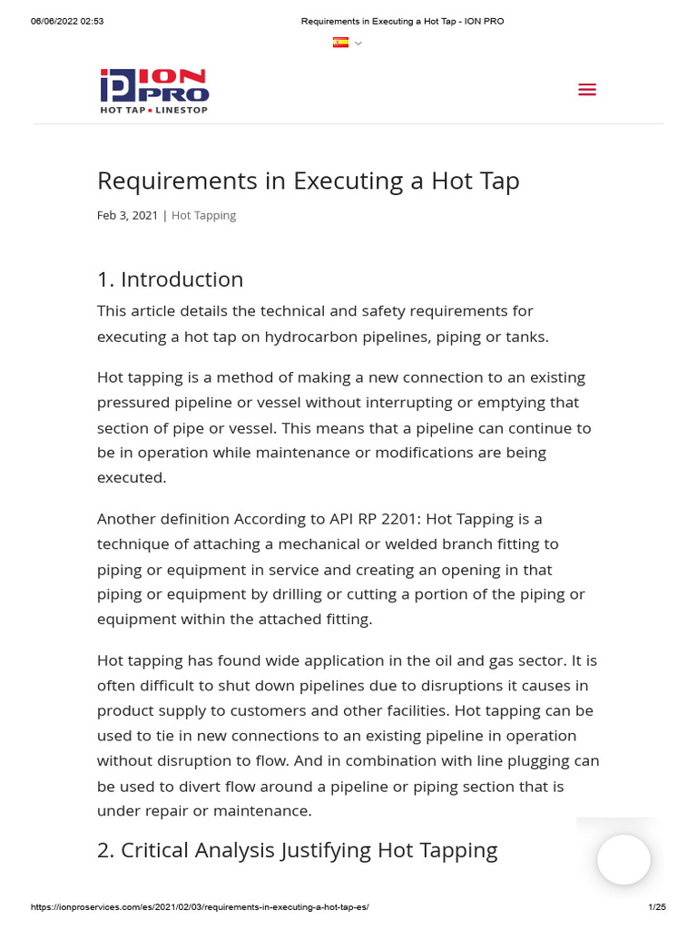 Hot Tapping: Safety and Procedures | PDF | Pipe (Fluid Conveyance ...