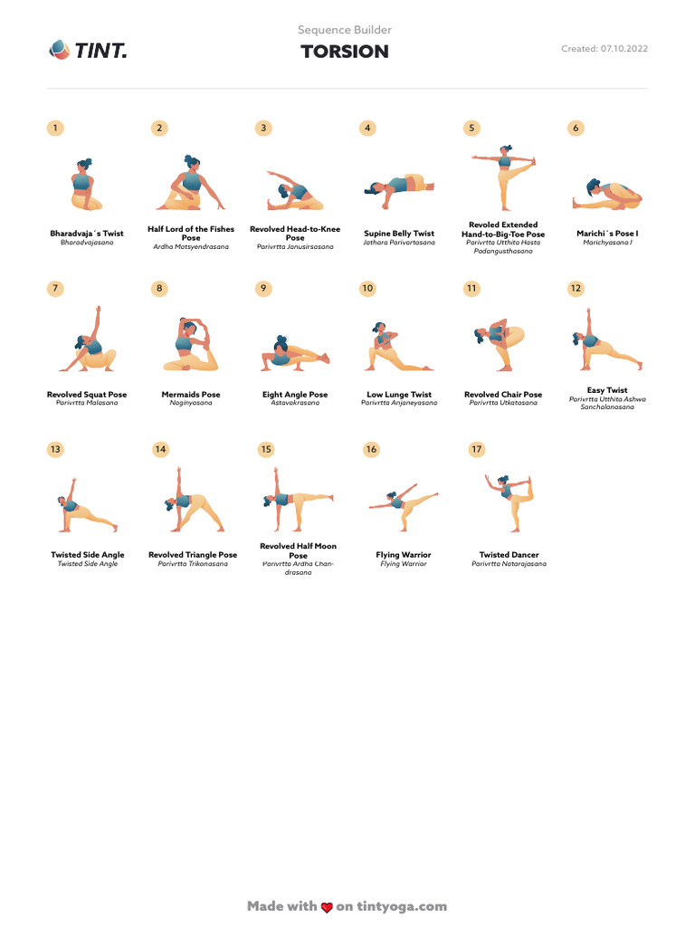 Torsion Yoga Sequence Guide | PDF | Physical Exercise | Hindu Prayer ...