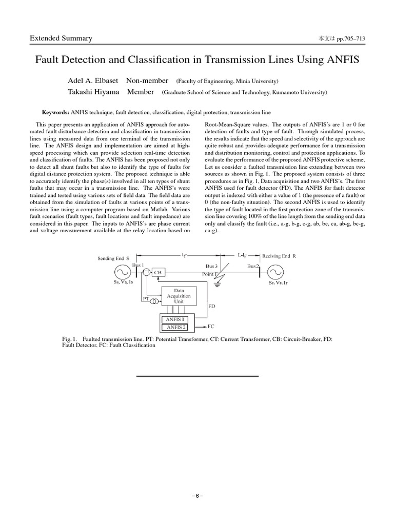 Fault Detection and Classification in Transmission Lines Using ANFIS | PDF | Fuzzy Logic ...