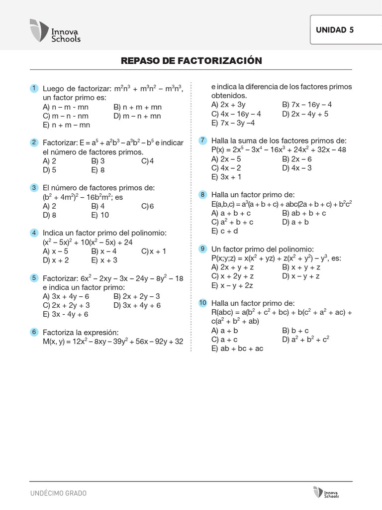 Repaso de Factorizacion | PDF | Factorización | Matemáticas